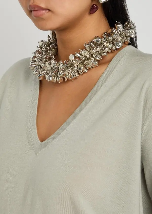 Dries Van Noten Bead-embellished Brass Necklace