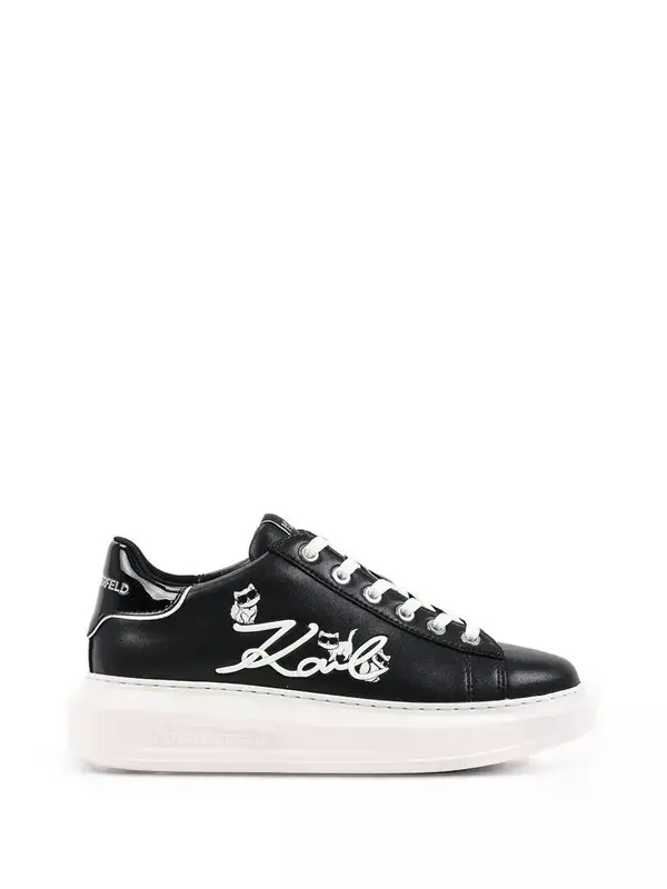 Karl Lagerfeld Logo-embroidered Platform Sneakers - Black