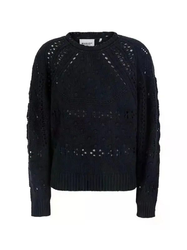 MARANT ETOILE Luce Bobble-knit Pointelle-trim Sweater - Black