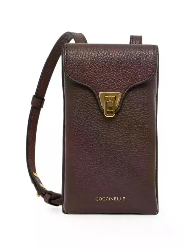COCCINELLE Grainy Leather Phone Case - Brown