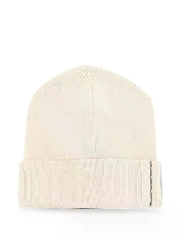 Brunello Cucinelli Monili-embellished Turn-up Brim Beanie Hat - Neutrals