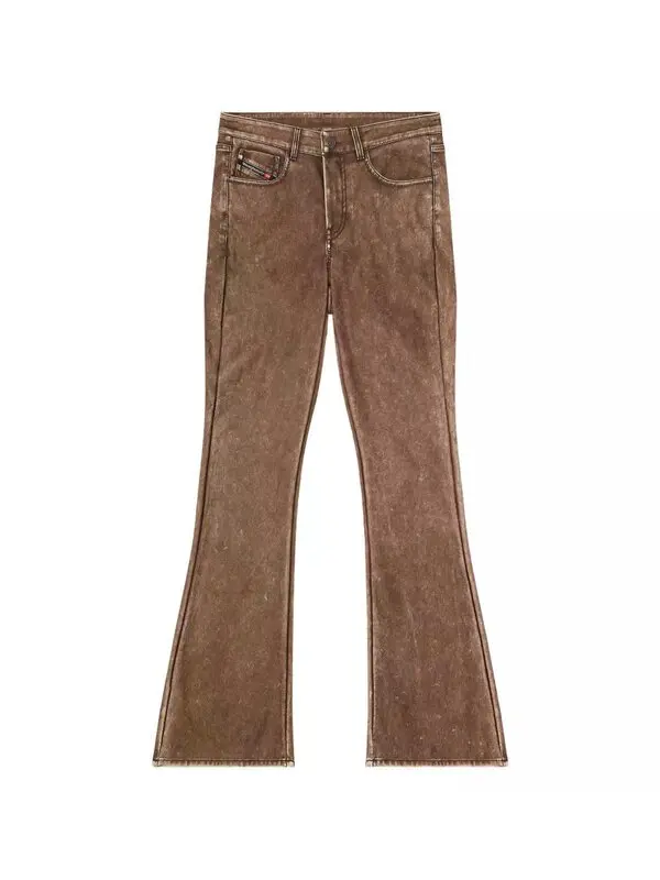 DIESEL® Bootcut Pants In Treated Coated Fabric - Brown