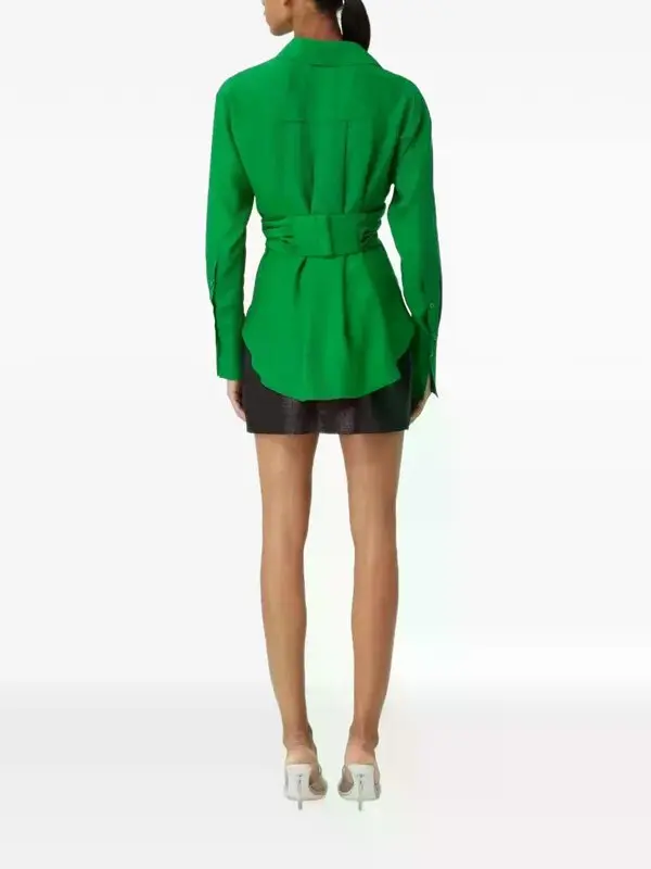Gauge81 Silk Wrap Shirt With High-low Hem - Green