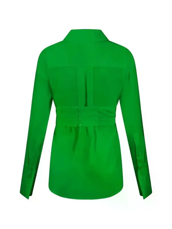 Gauge81 Silk Wrap Shirt With High-low Hem - Green