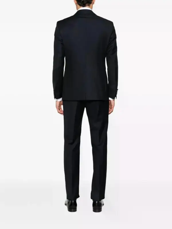 Tagliatore Satin-lapel Virgin-wool Suit - Black
