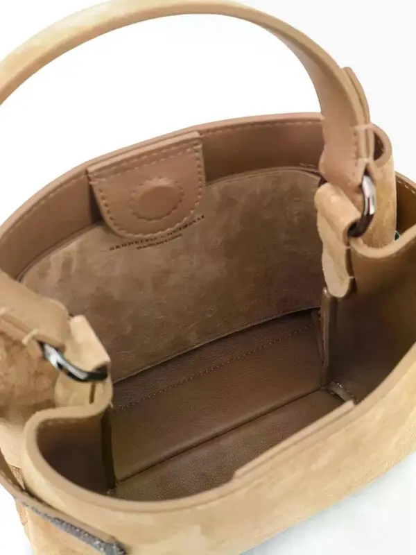 Brunello Cucinelli Suede Tote Bag With Monili Embellishment - Neutrals