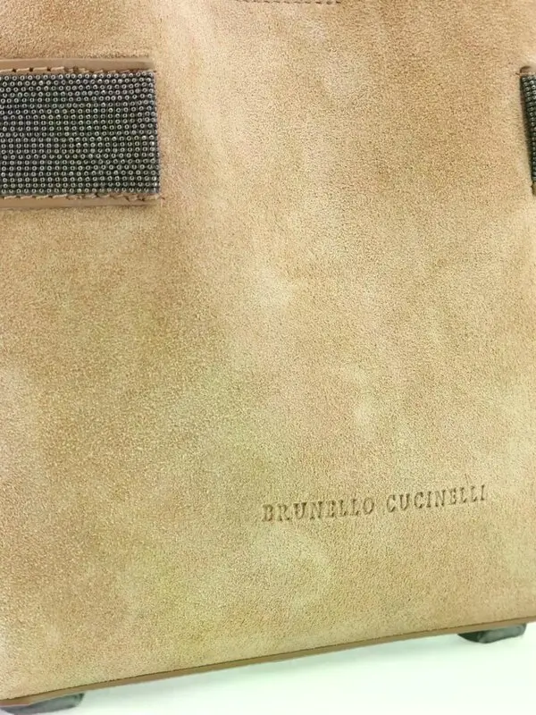 Brunello Cucinelli Suede Tote Bag With Monili Embellishment - Neutrals