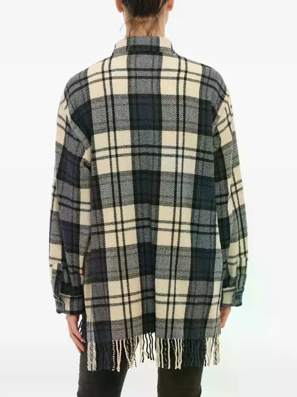 Woolrich Fringed Checked Overshirt - Neutrals