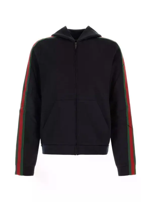 Gucci Web-stripe Zip-up Hoodie - Blue
