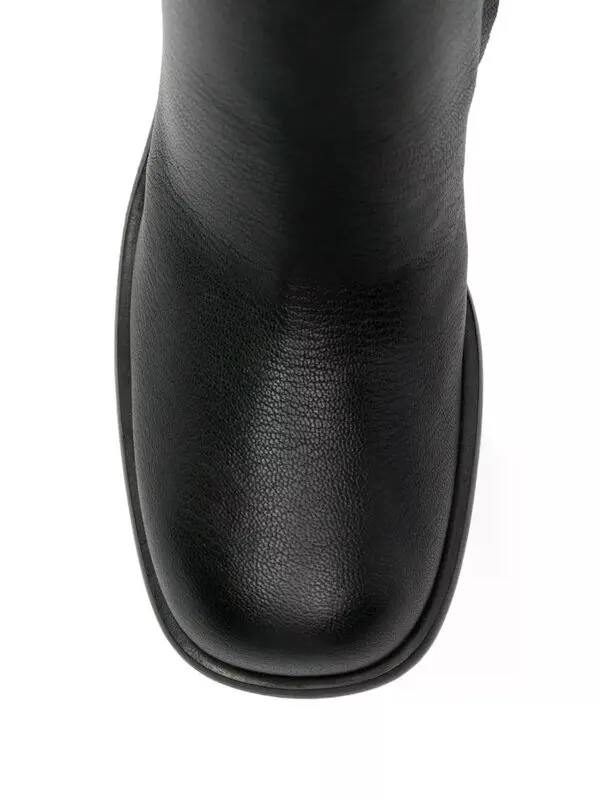 SERGIO ROSSI Leather Square-toe Block Heel Ankle Boots