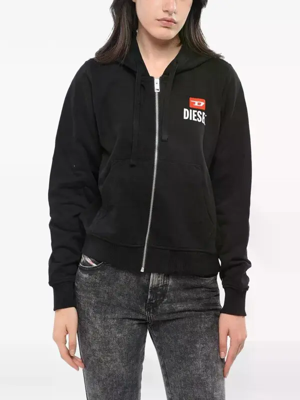 DIESEL® Logo-print Full-zip Hoodie - Black