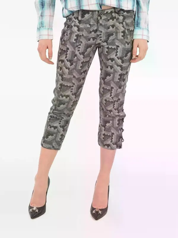 DIESEL® Pacquard Geometric-print Cropped Trousers - Grey