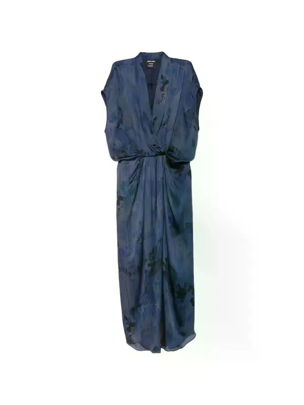 Giorgio Armani Floral-print Midi Dress - Blue