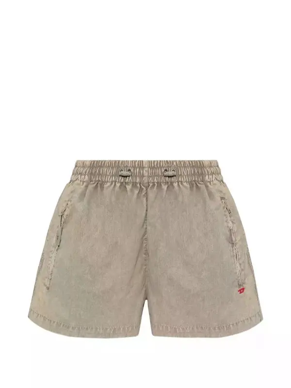 DIESEL® S-oul Drawstring-waist Logo-embroidered Mini Shorts - Neutrals