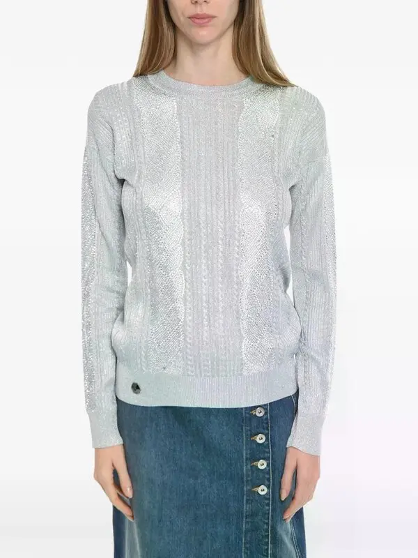 Philipp Plein Cable-knit Sweater - Silver