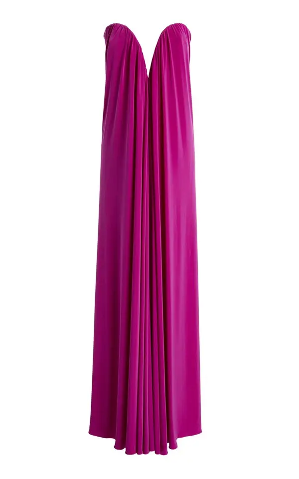 THE NEW ARRIVALS ILKYAZ OZEL Olivienne Strapless Jersey Maxi Dress - Fuchsia