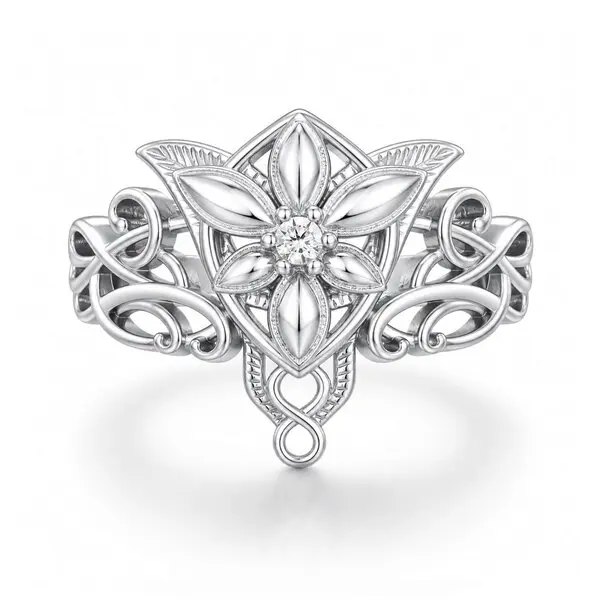 AZURA JEWELRY NEW YORK Evenfall Star Ring White Gold Vermeil - Silver