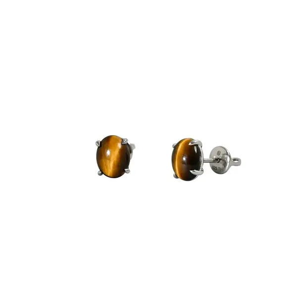 ONI Tiger's Eye Studs - Silver