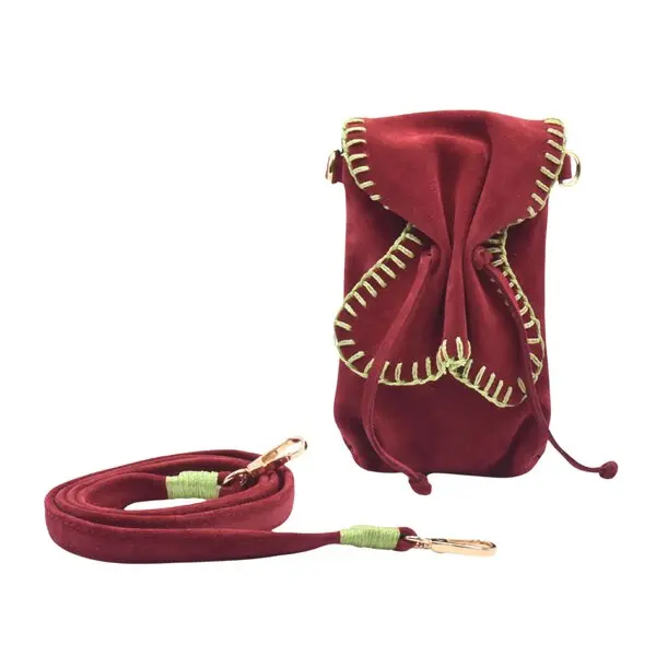 Carlos Falchi Cell Phone Butterfly Suede Bag Malbec - Red