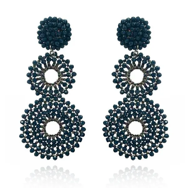 MICHAEL NASH JEWELRY Lizzie Navy Glass Clip-on Drop Earrings - Blue
