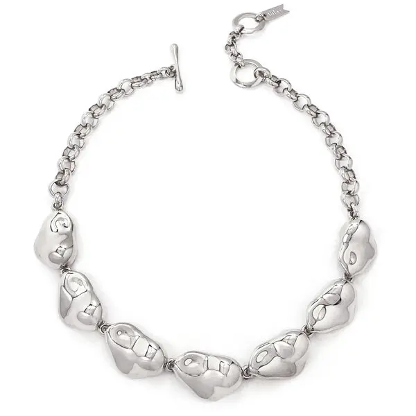 BIKO Molten Pearl Collar Necklace - Silver