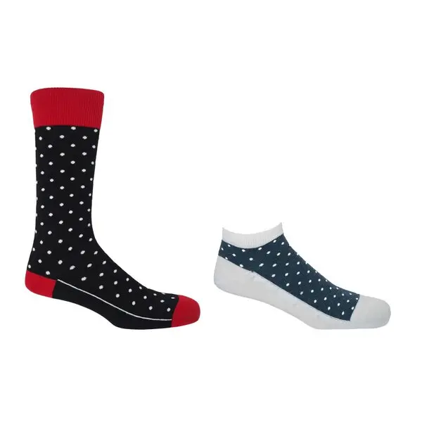 PEPER HAROW - MADE IN ENGLAND Pin Polka Luxury Crew & White Trainer ’s Socks Bundle - Black