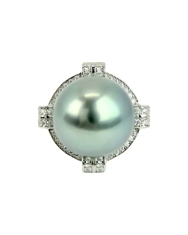 SMUCCII Selene Tahitian Pearl Ring In White Gold-plated Sterling