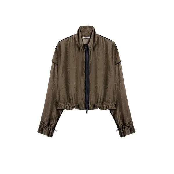 NOCTURNE Sheer Zip-front Jacket - Brown