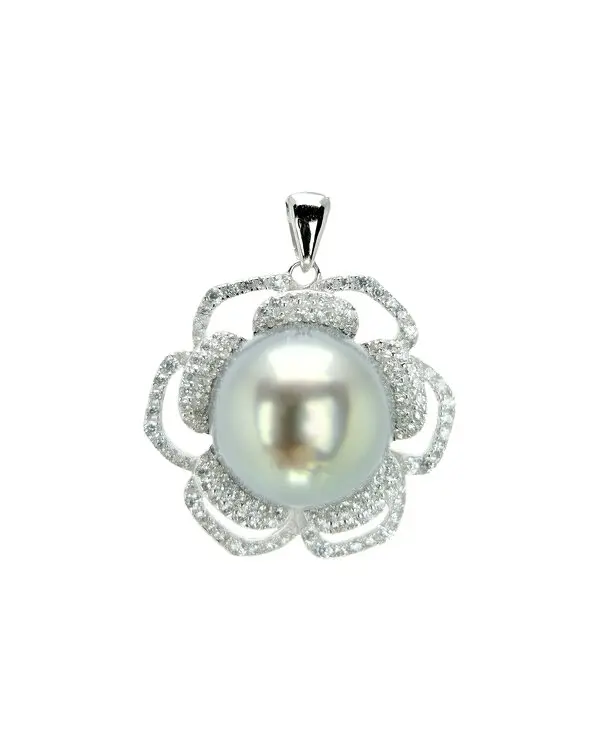 SMUCCII Celene Tahitian Pearl And Cubic Zirconia Pendant - Silver