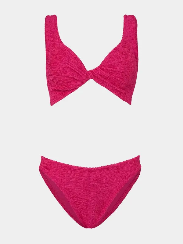 Hunza G Coverage Juno Bikini | | Original Crinkle™ Swimwear - Metallic Raspberry
