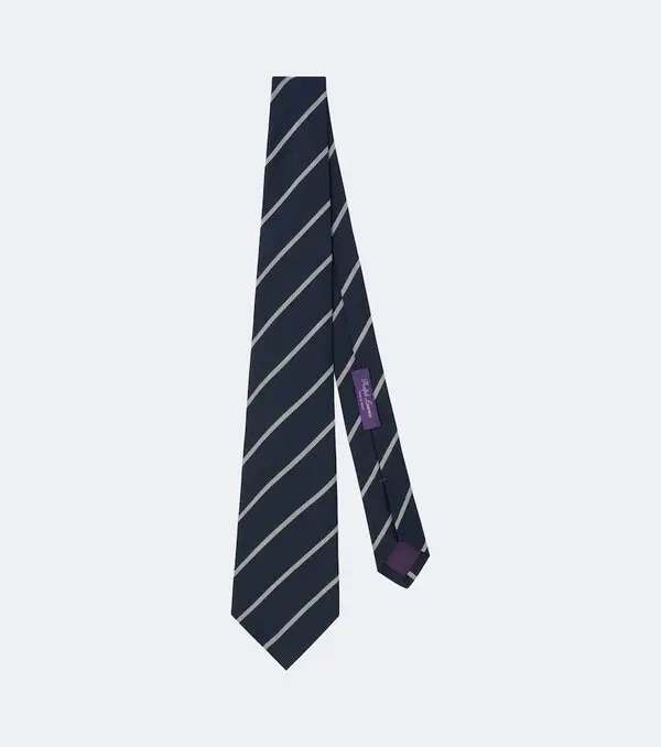 Ralph Lauren Purple Label Striped Silk Tie - Blue