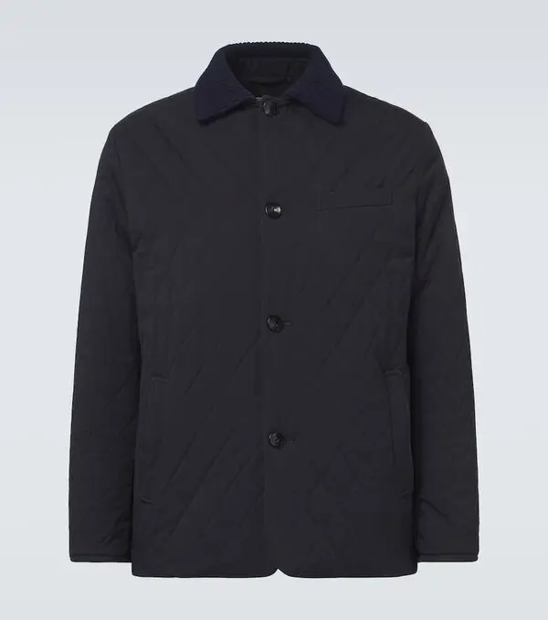 Agnona Quilted Wool-trimmed Jacket - Blue