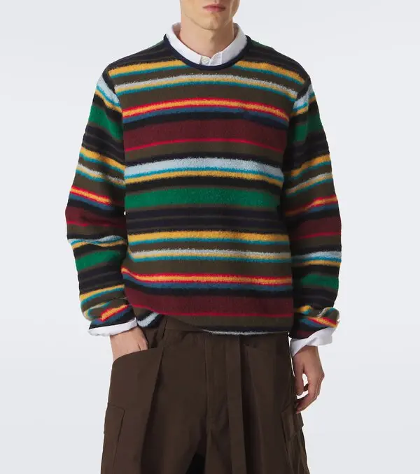 Sacai Striped Wool-blend Sweater