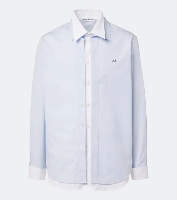 Acne Studios Layered Cotton Poplin Shirt - Blue