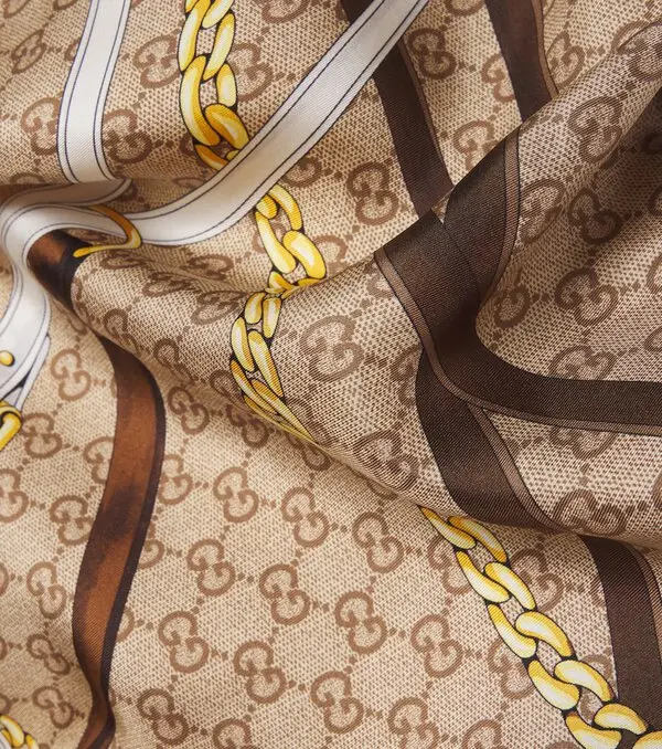 Gucci Gg Silk Twill Scarf