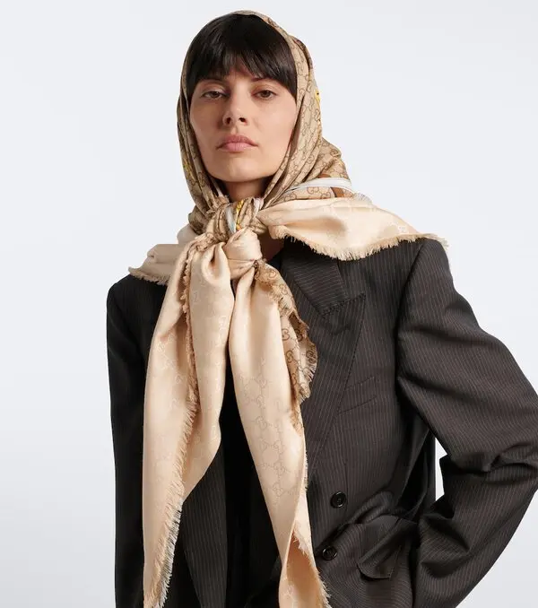 Gucci Gg Silk Twill Scarf