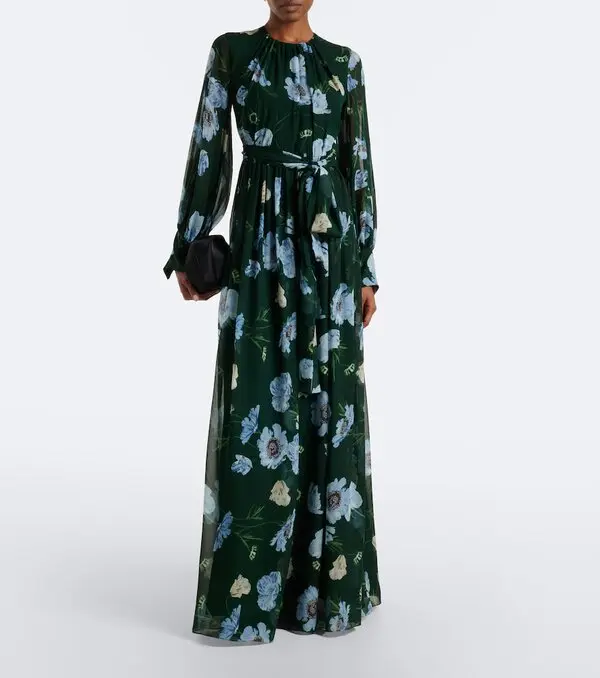Erdem Floral Silk Voile Gown