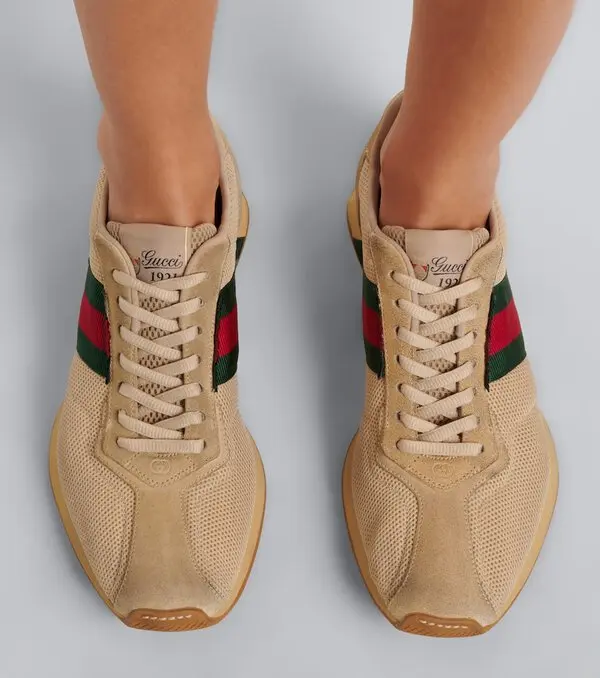 Gucci Tempo Suede-trimmed Sneakers - Beige