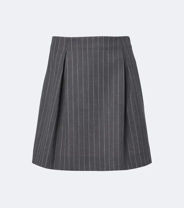 Valentino Garavani Pinstripe Virgin Wool Miniskirt - Grey