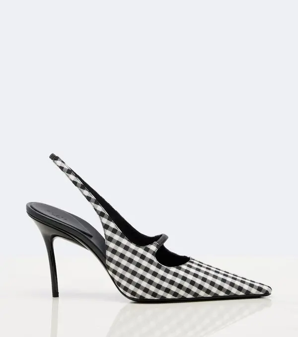 Alaïa Drop Gingham Slingback Pumps
