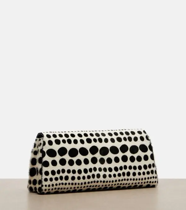 Khaite Audrey Polka-dot Calf Hair Clutch - White