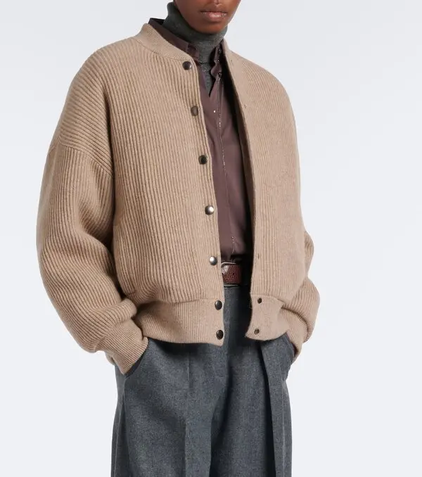 Brunello Cucinelli Ribbed-knit Cashmere Cardigan - Beige