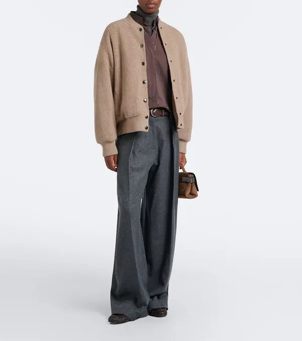 Brunello Cucinelli Ribbed-knit Cashmere Cardigan - Beige