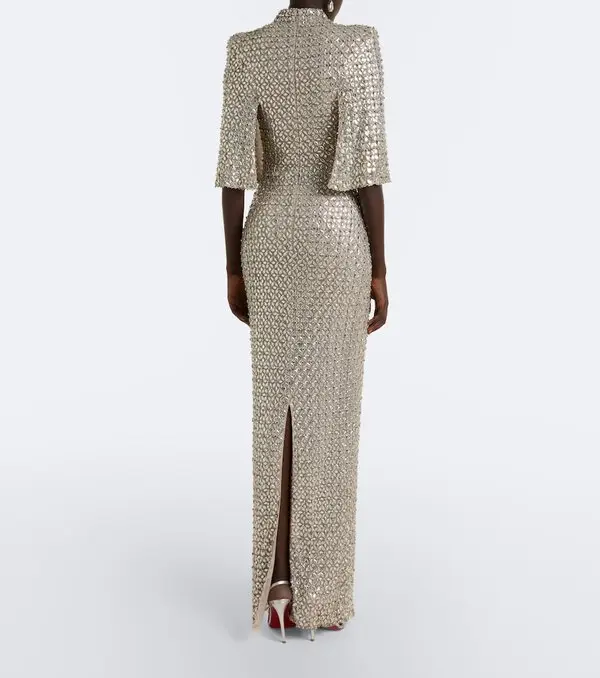 Jenny Packham Sedona Embellished Mesh Gown