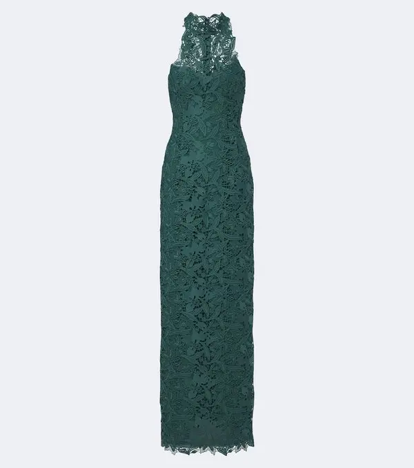 Monique Lhuillier Halterneck Lace Gown