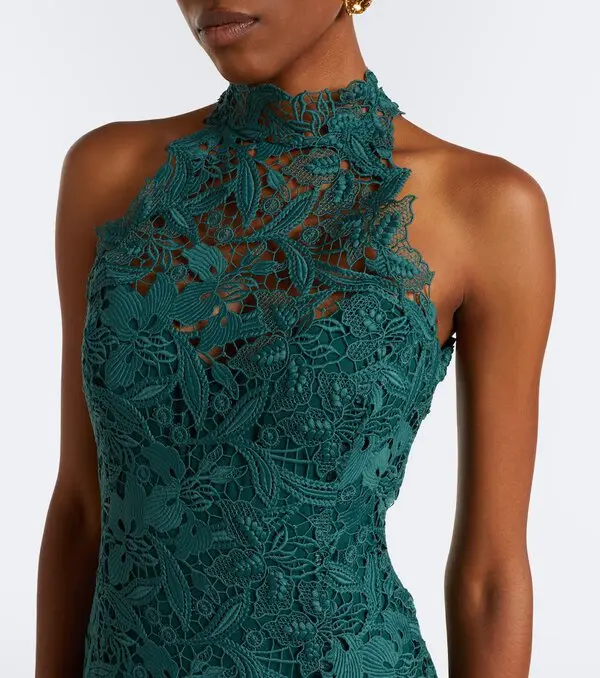 Monique Lhuillier Halterneck Lace Gown