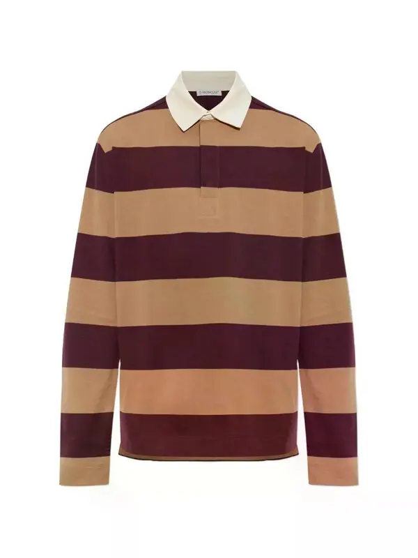 Moncler Striped Long-sleeve Polo Shirt - Neutrals