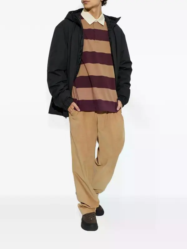 Moncler Striped Long-sleeve Polo Shirt - Neutrals