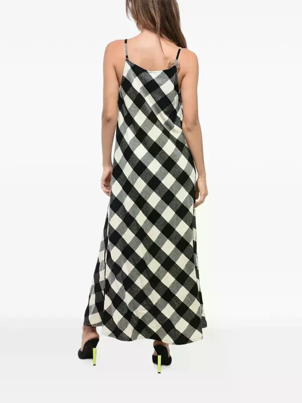 Woolrich Checked Flared Maxi Dress - Black