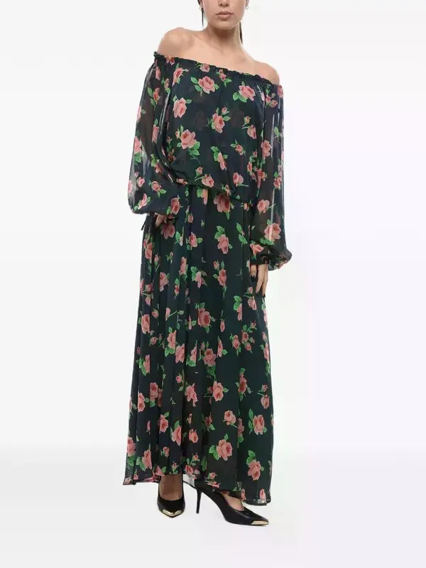 ROTATE BY BIRGER CHRISTENSEN Floral-print Off-shoulder Chiffon Maxi Dress